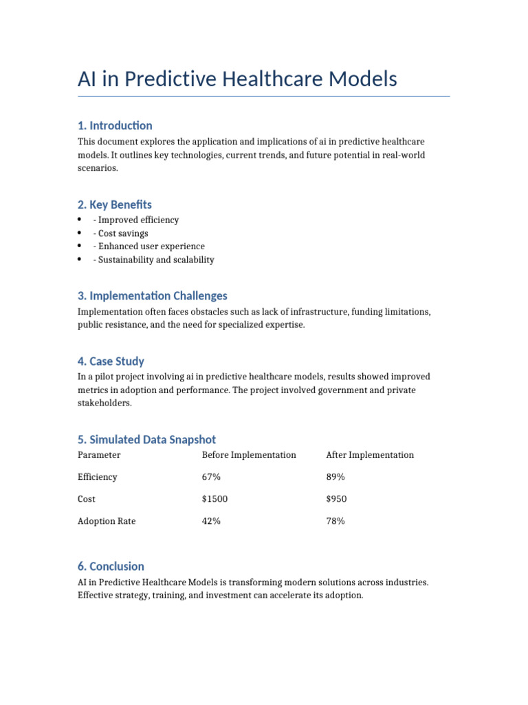 AI in Predictive Healthcare Models | PDF