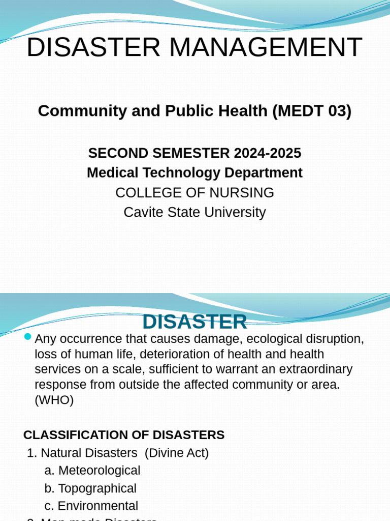 CPH CHPTR 6 Disaster Management | PDF | Natural Disasters | Emergency Management