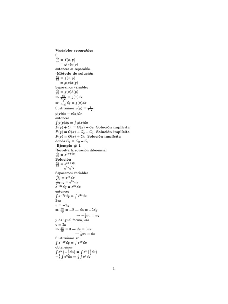 Clase Separables D05 | PDF | Ecuaciones | Objetos matemáticos