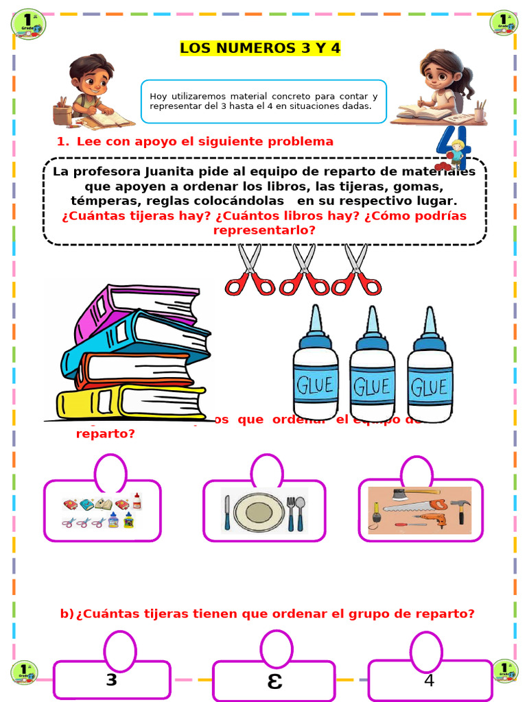 Los Numeros 3 y 4 - Ficha | PDF