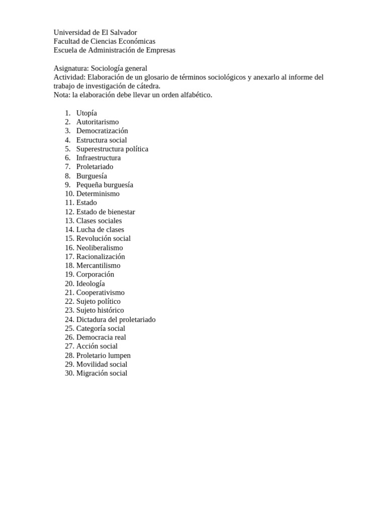 TÃ©rminos para Glosario. | PDF