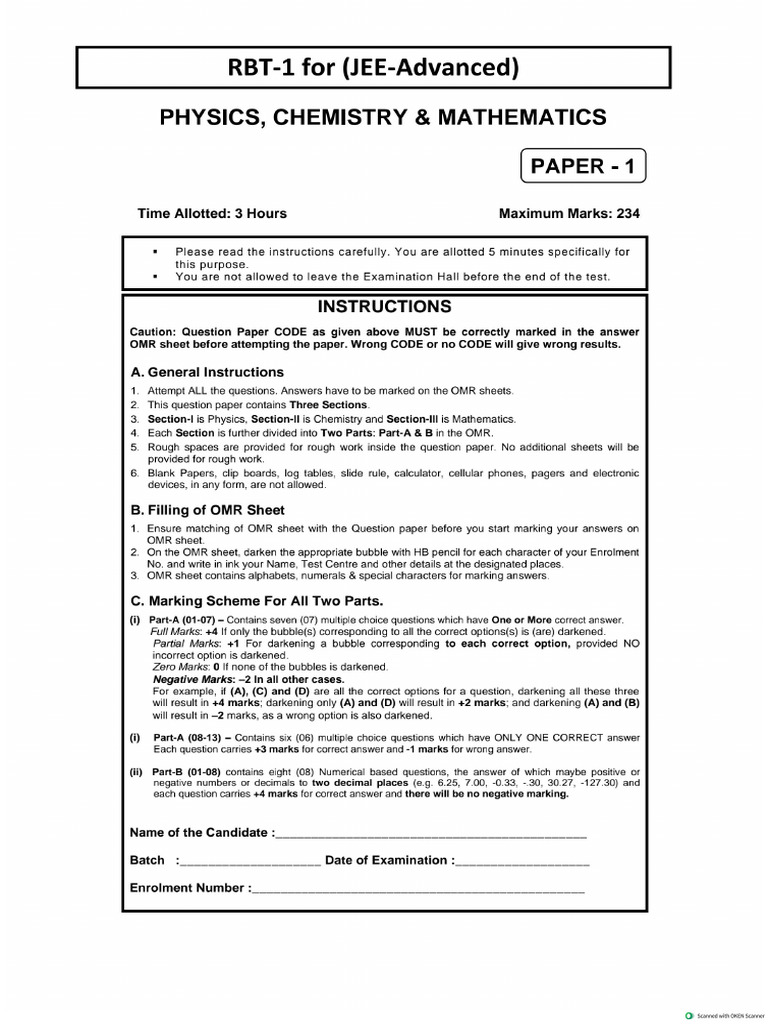 jee paper 1 (3) | PDF