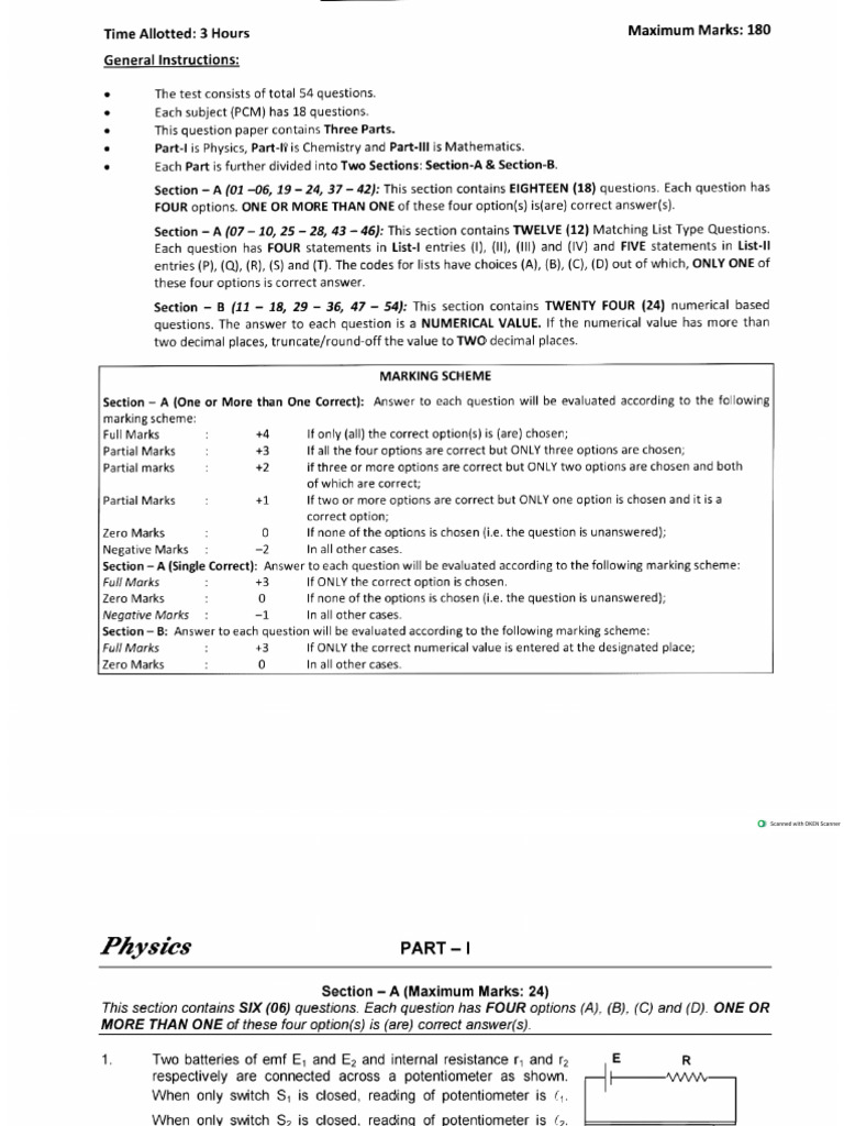 JEE ADVANCED Paper 3 | PDF