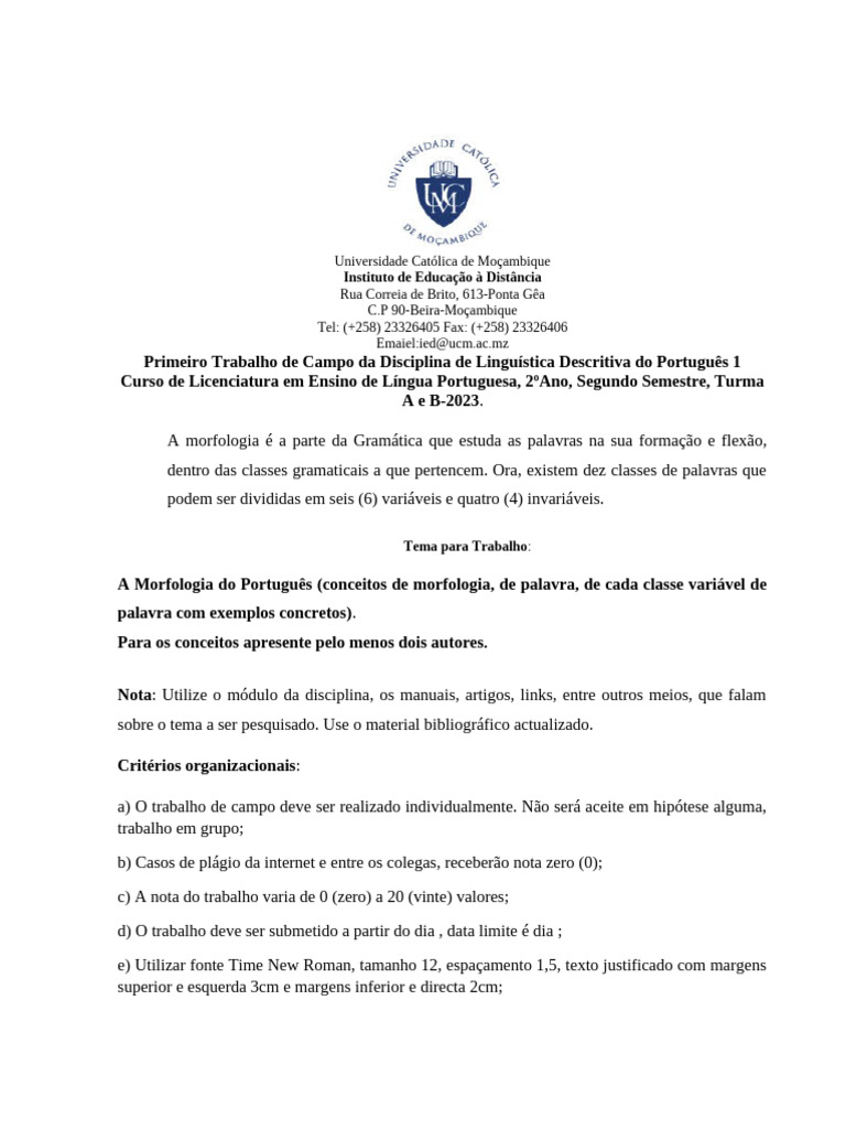 Samora - Trabalho de Campo de LDP1 | PDF