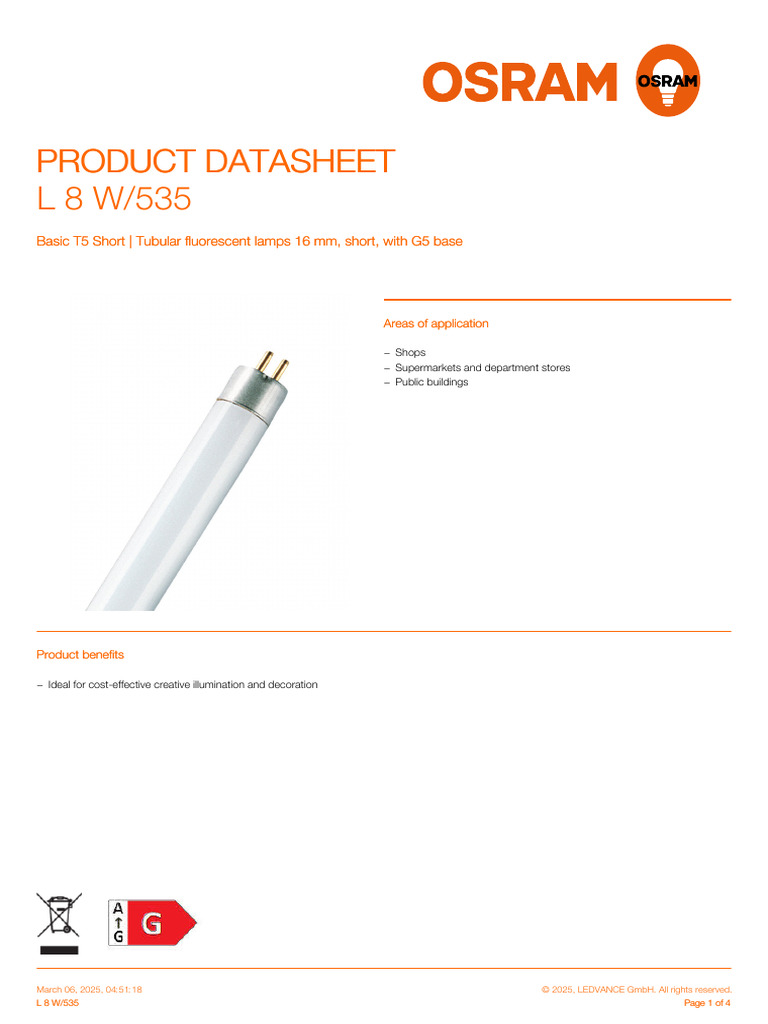 Product Datasheet Product Datasheet L 8 W/535 | PDF | Electrodynamics ...