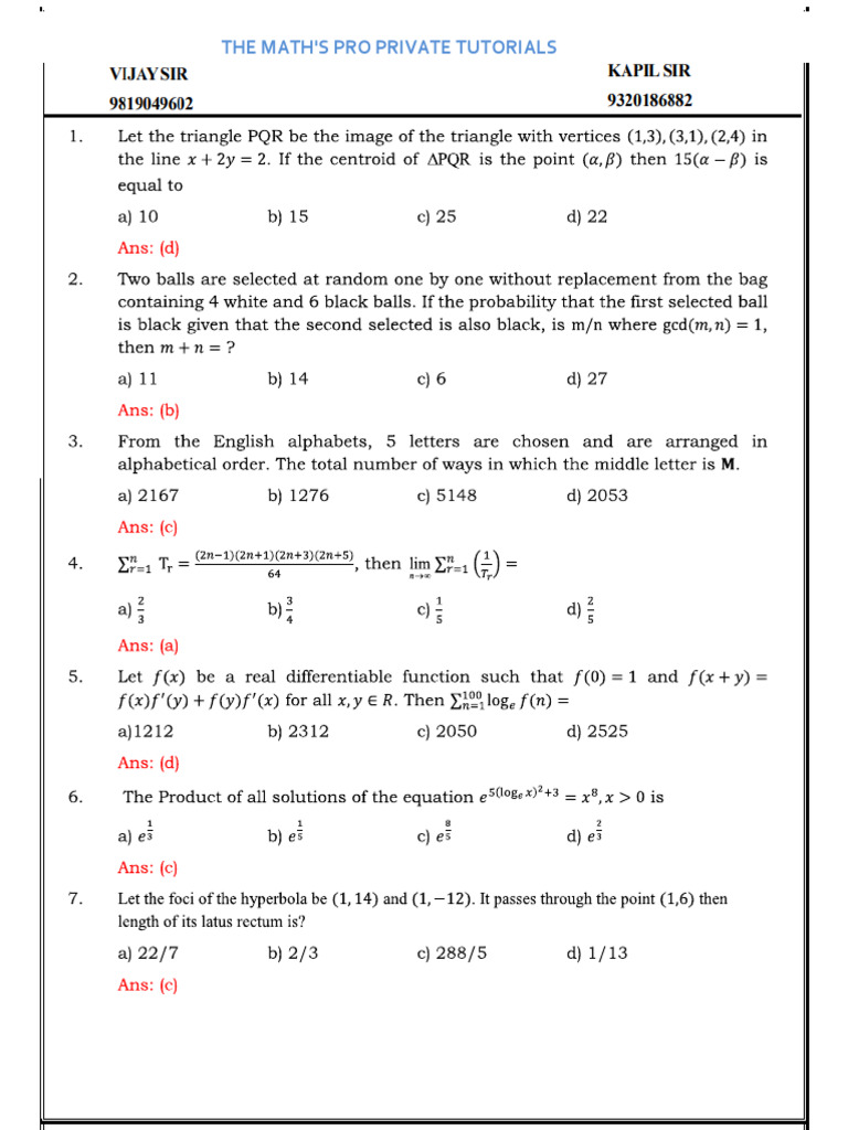 Maths-22nd Jan Day Shift Paper | PDF
