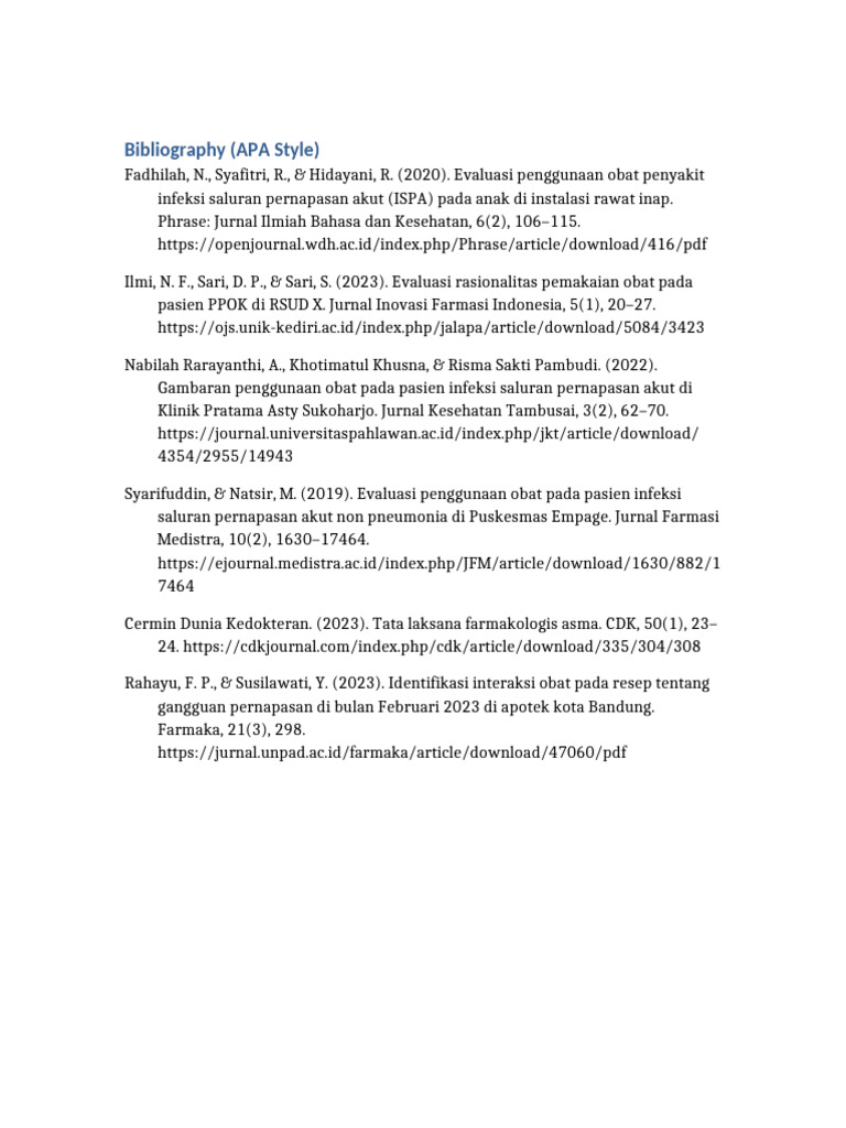 Bibliography APA | PDF