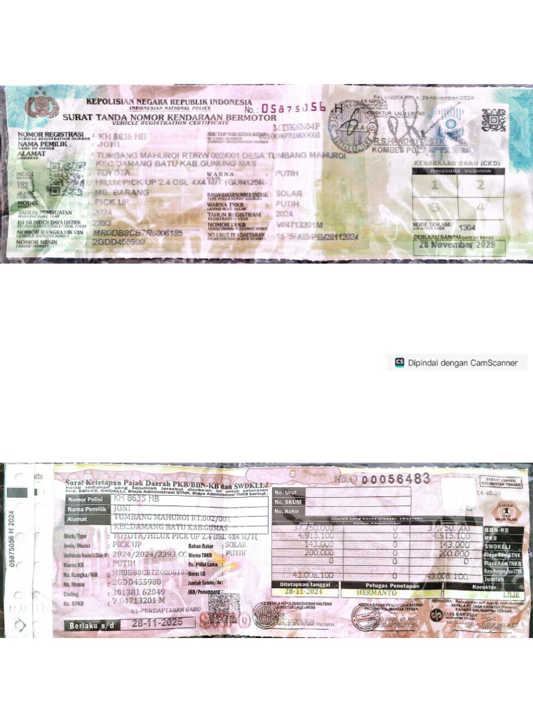 STNK Abah Geby | PDF