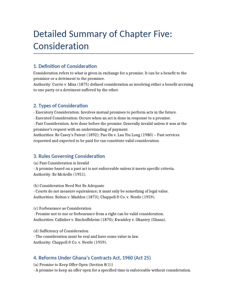 Detailed Consideration Summary | PDF | Consideration | Estoppel
