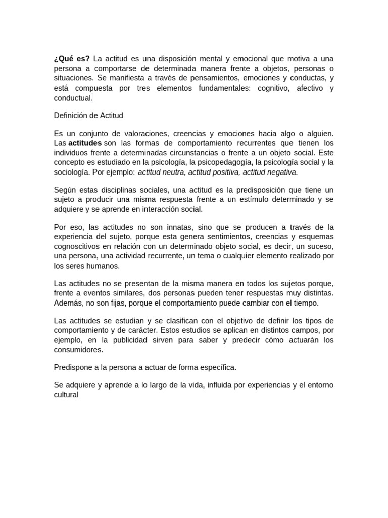 Características y Tipos de Actitud | PDF | Actitud (psicología ...