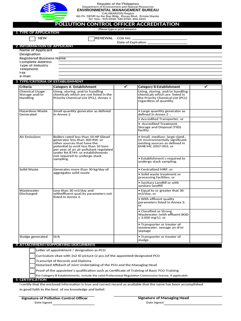 RIV A PCO Accreditation Application Form | PDF | Waste | Sewage