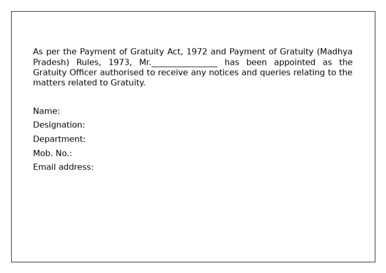 Notice of Gratuity Officer | PDF