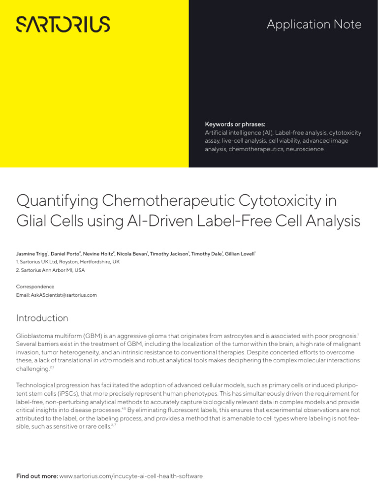 Quantifying Chemotherapeutic Cytotoxicity in Glial Cells Using AI | PDF | Pten (Gene) | Apoptosis