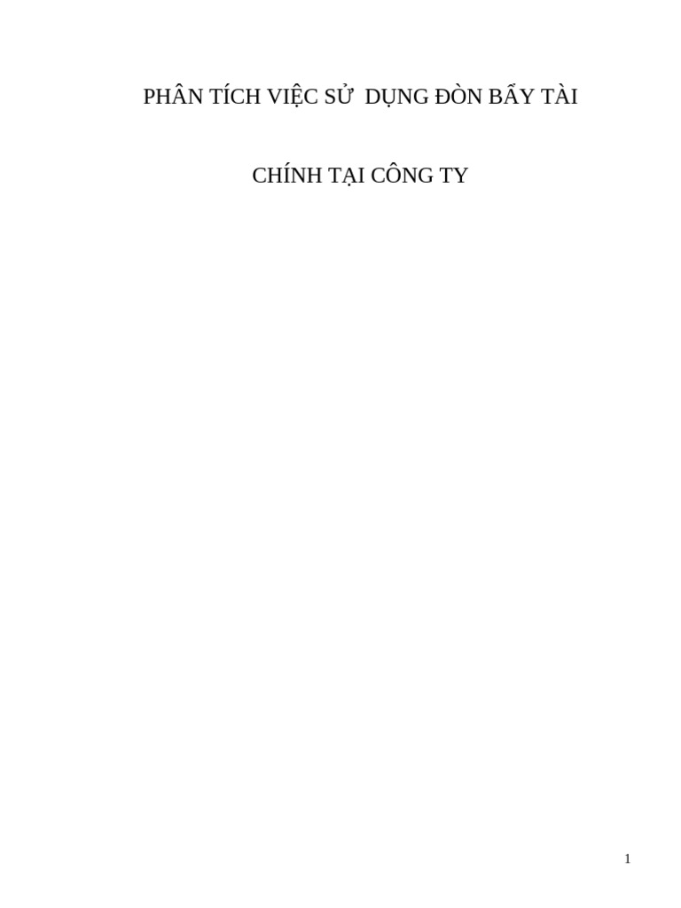 Xemtailieu Tieu Luan Phan Tich Viec Su Dung Don Bay Tai Chinh Trong Doanh Nghiep | PDF