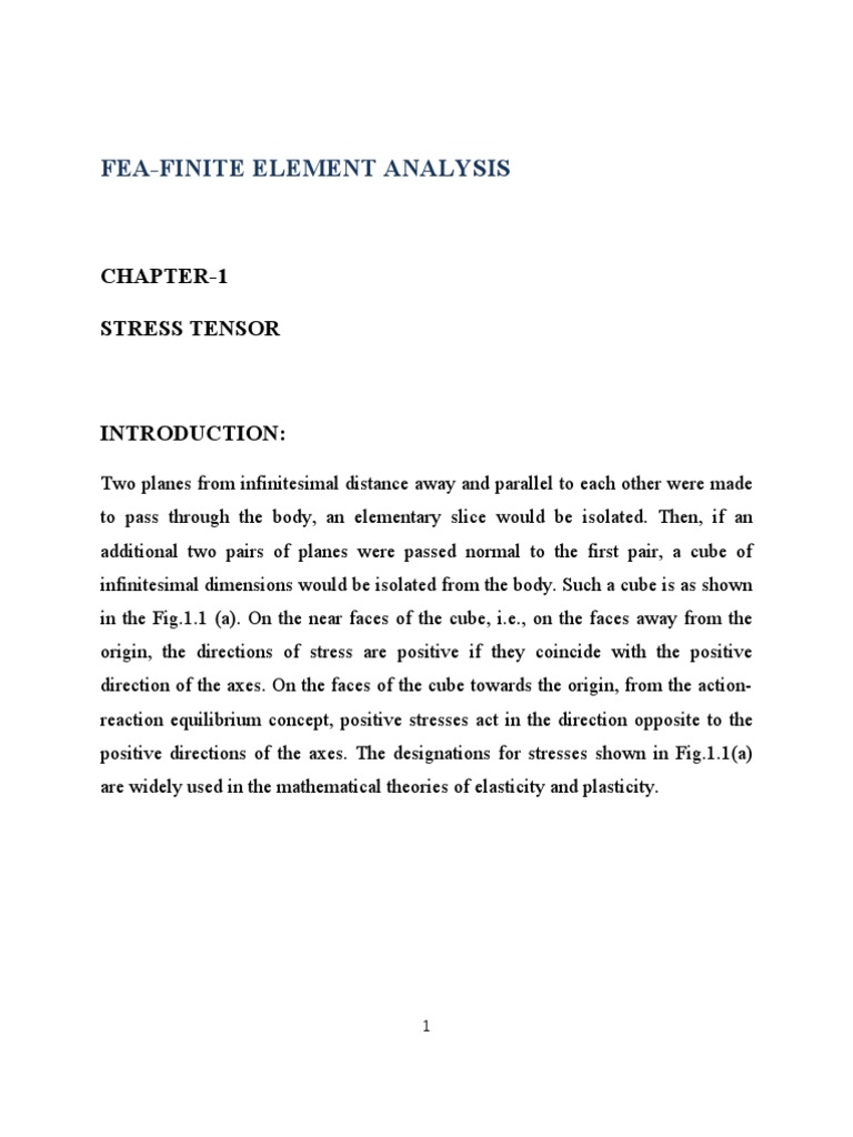 Fea-Finite Element Analysis: Chapter-1 Stress Tensor | PDF | Stress ...