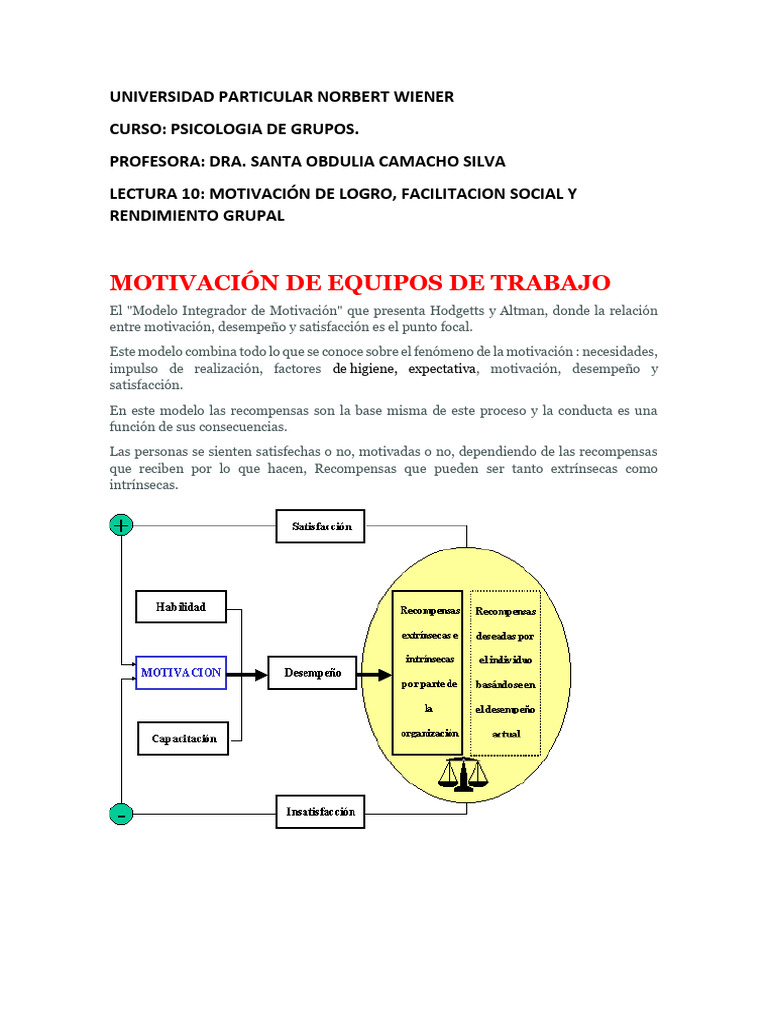 Motivación de Logro, Facilitacion, Rend,. Grupal | PDF | Motivación ...