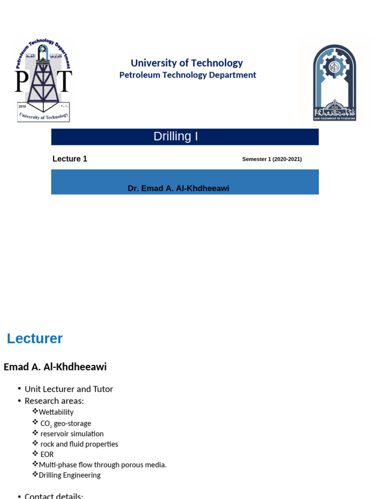 Lecture 01 Drilling Overview | PDF | Oil Well | Petroleum Reservoir