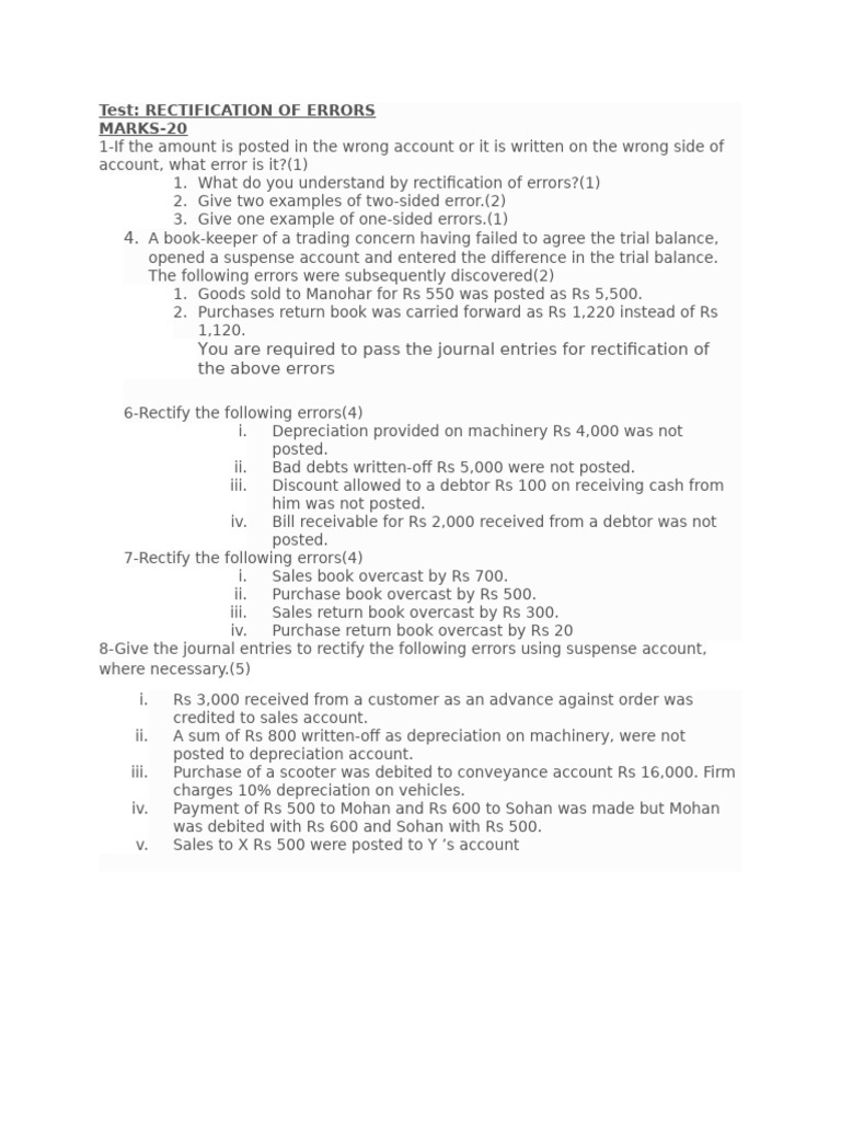 Rectification of Errors | PDF