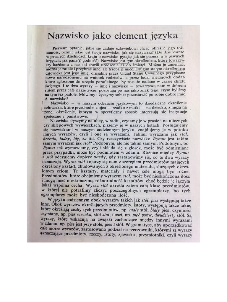 Kazimierz Rymut - Nazwisko Jako Element Języka | PDF
