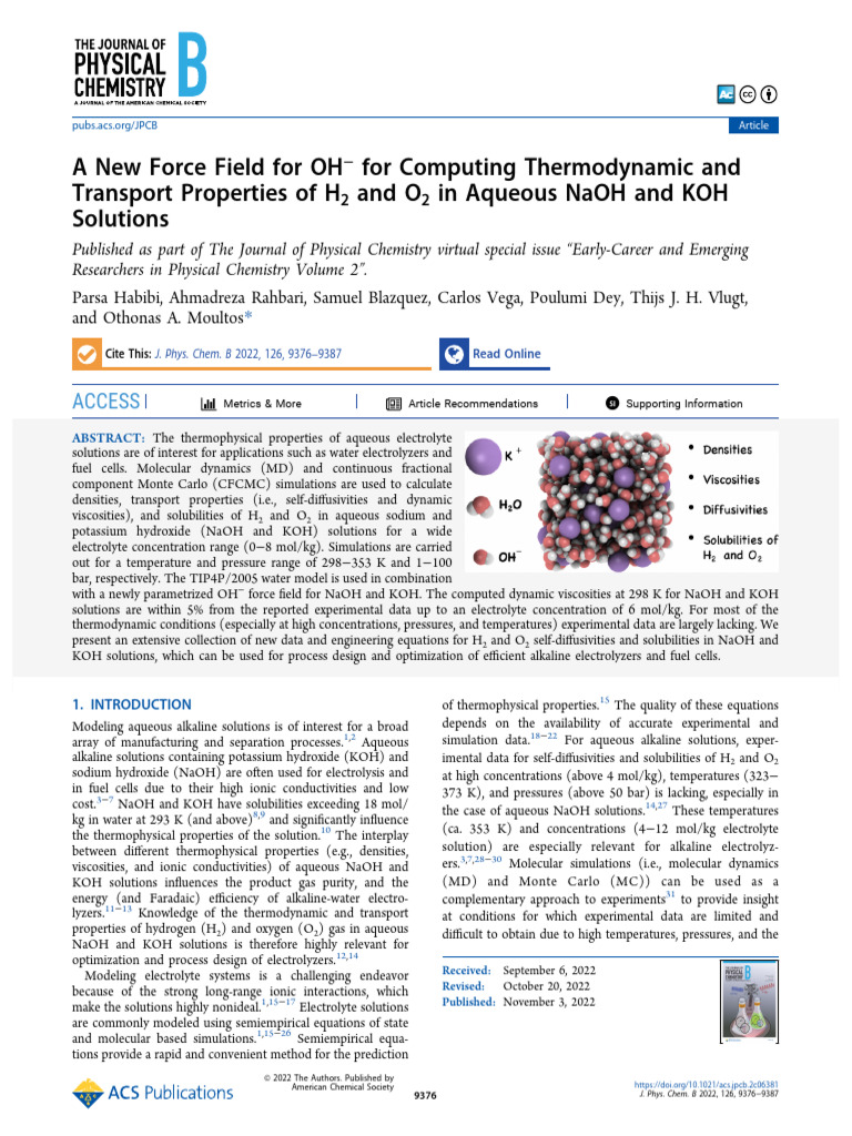 New Force Field for Aqueous NaOH/KOH Solutions | PDF | Force Field ...