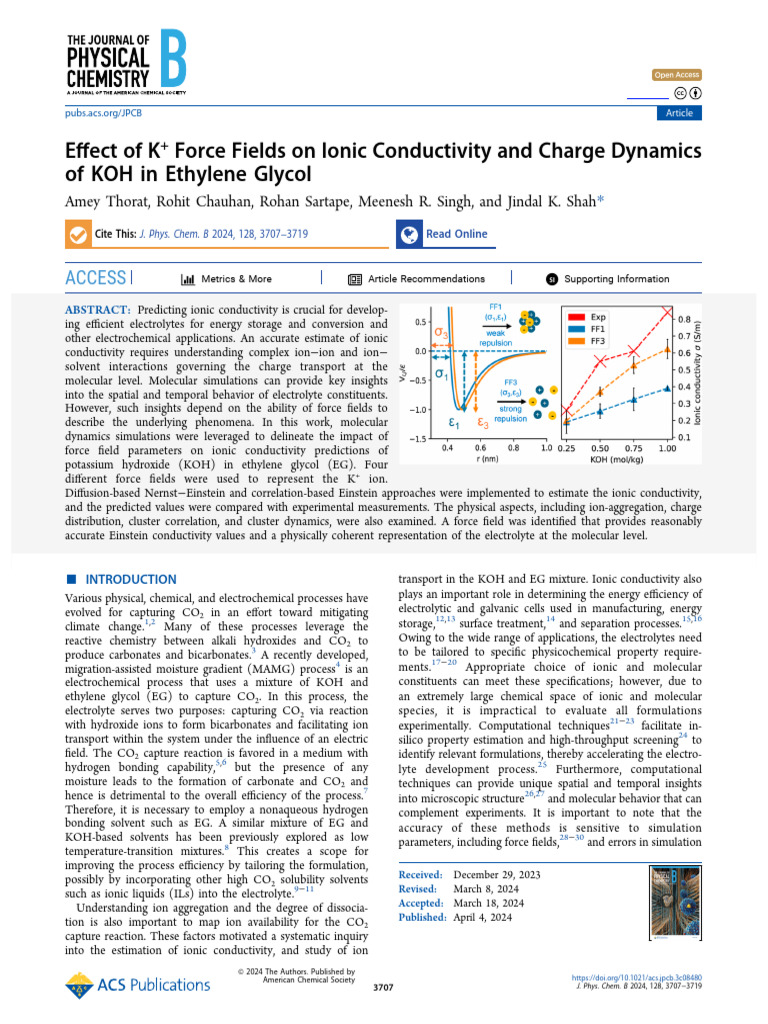 Thorat Et Al 2024 Effect of K Force Fields On Ionic Conductivity and ...
