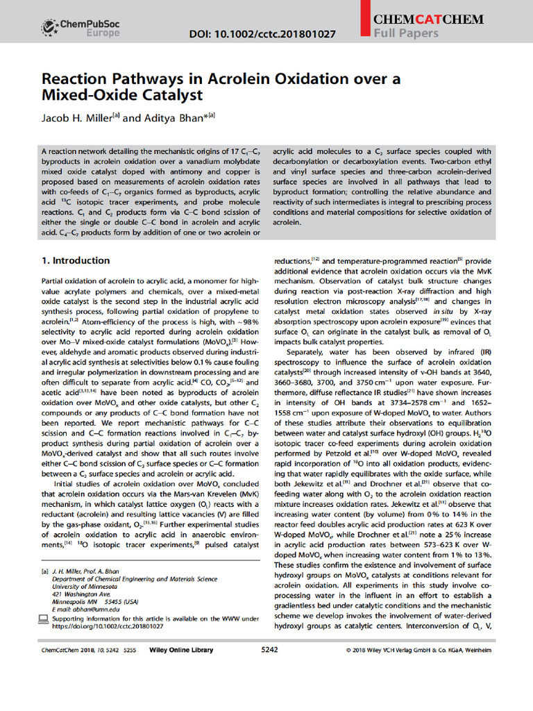 Acrolein Oxidation Over A Mixed Oxide Catalyst | PDF | Acetic Acid ...