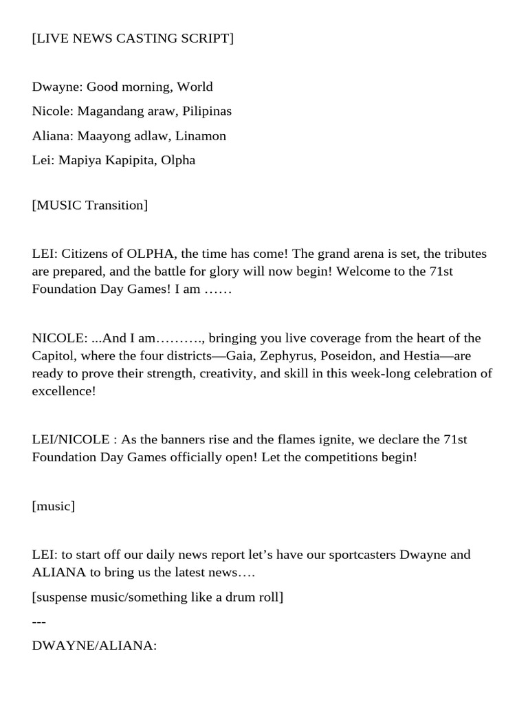 Live News Casting Script | PDF