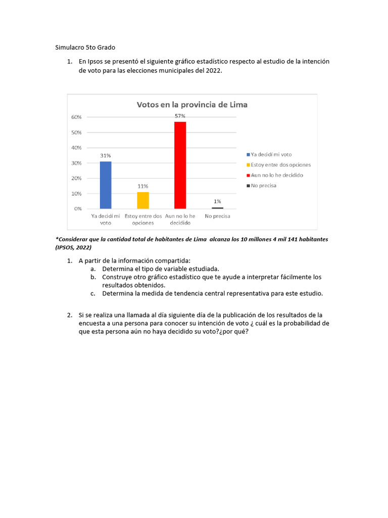 Simulacro 5to Grado - Unidad 7 | PDF