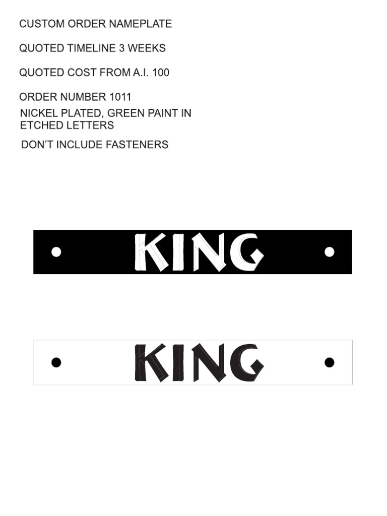 DJ Accessories King Nam Plate Order | PDF