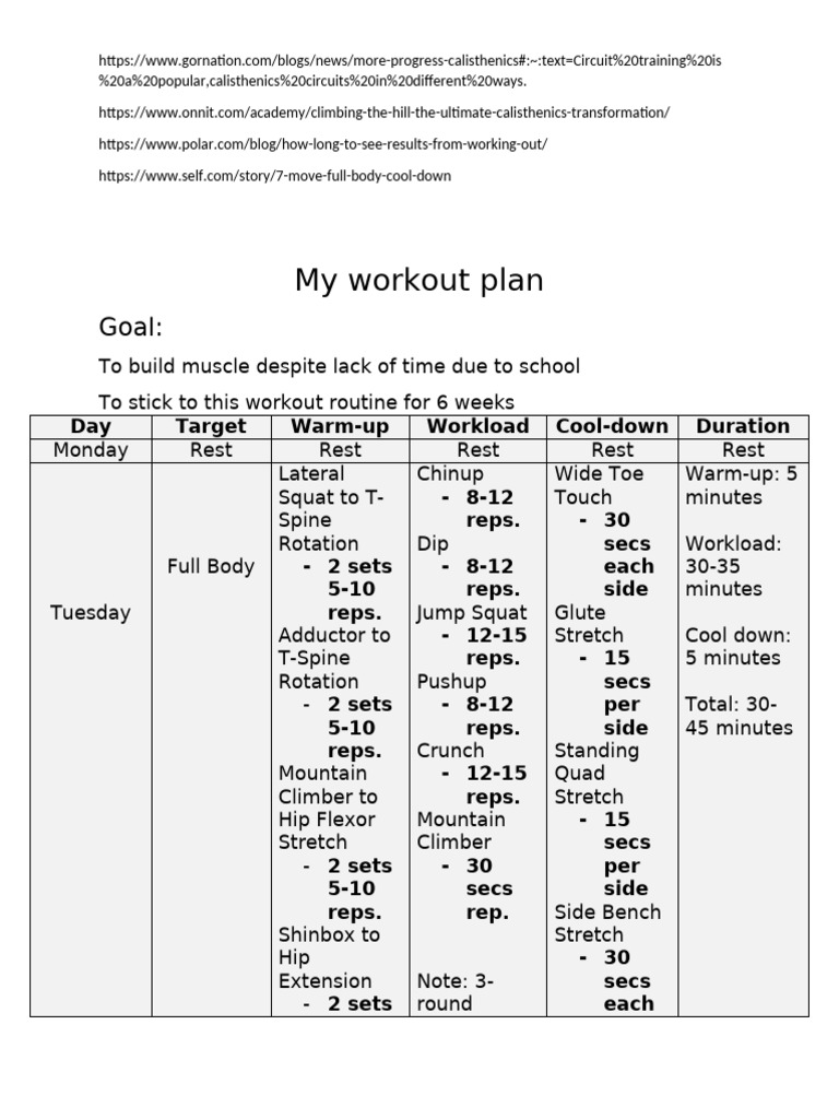 Calisthenics Workout Links | PDF | Anatomical Terms Of Motion ...
