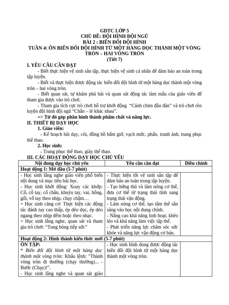 KHBD Lớp 5 Tháng 10.1 | PDF