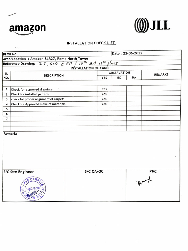 11F - Installation Checklist | PDF