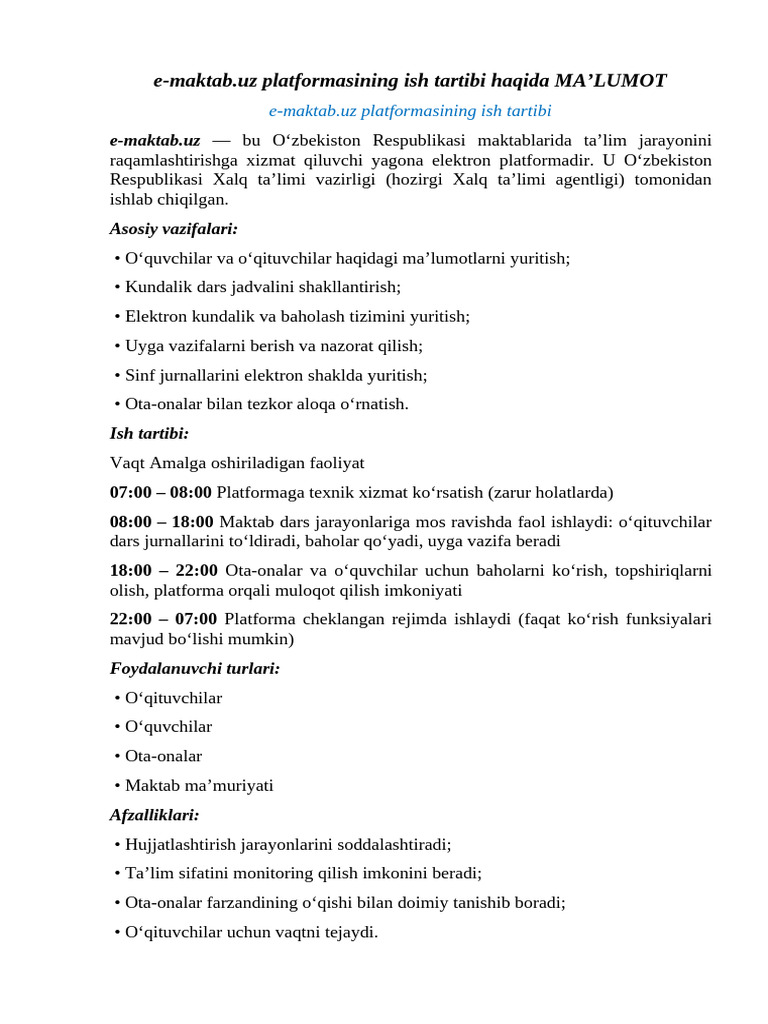 E. Maktab haqida | PDF