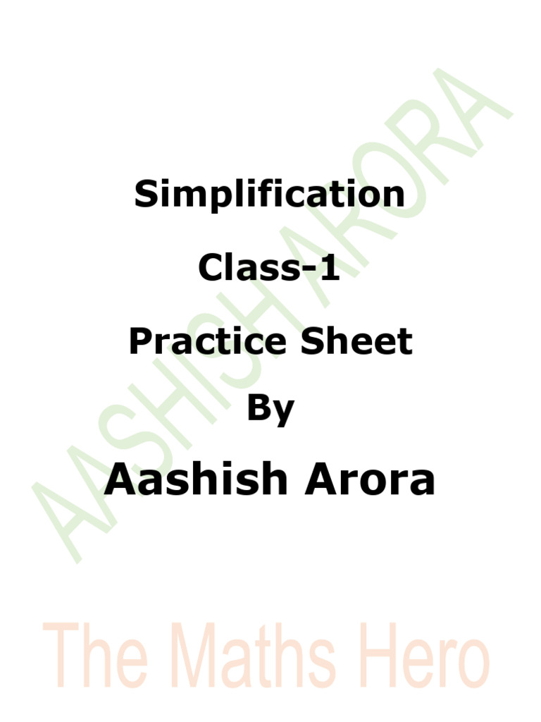 SimplificationApproximation Class 1 Practice Sheet | PDF