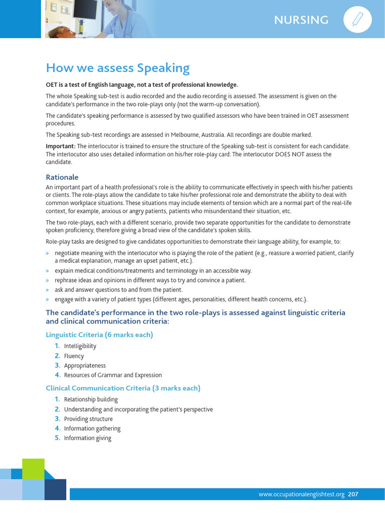 OET Speaking Assessment Criteria Explained | PDF | Stress (Linguistics ...