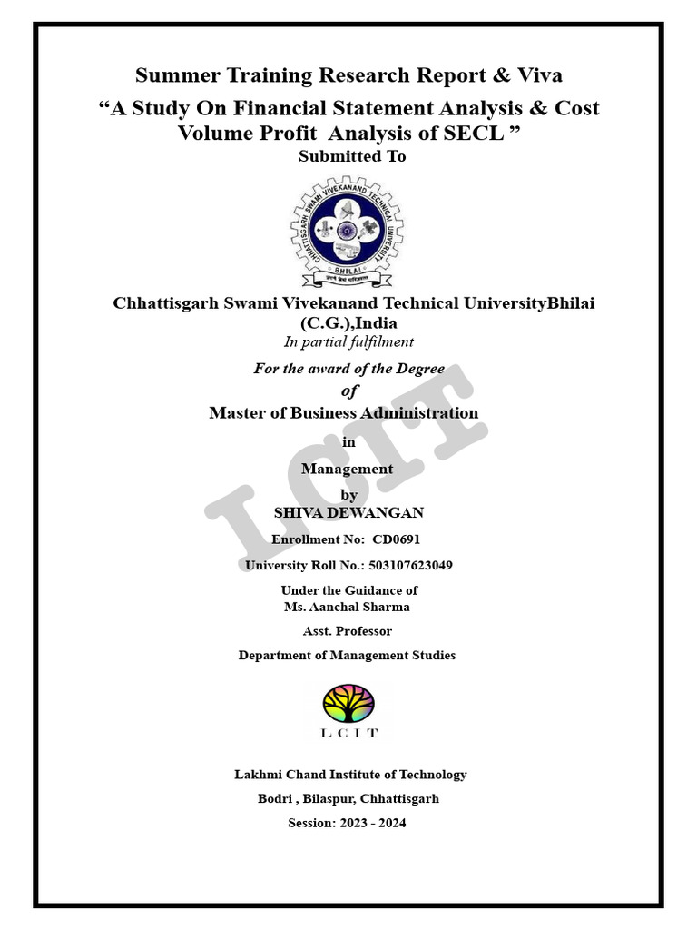 Financial Analysis of SECL | PDF | Coal | Income Statement