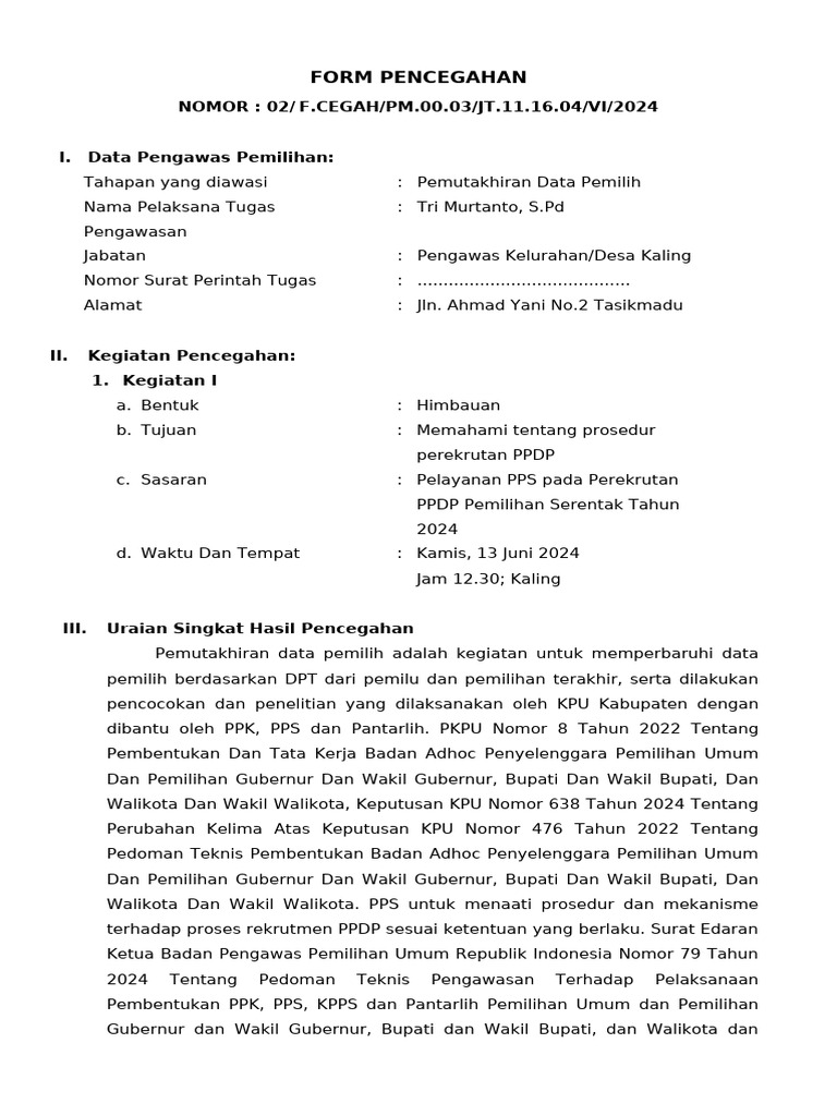 Contoh Form F | PDF