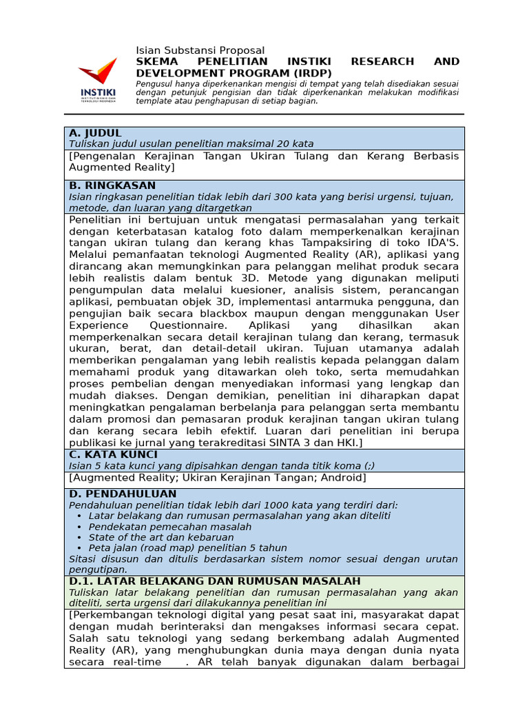 Proposal Pengajuan IRDP 2024 | PDF