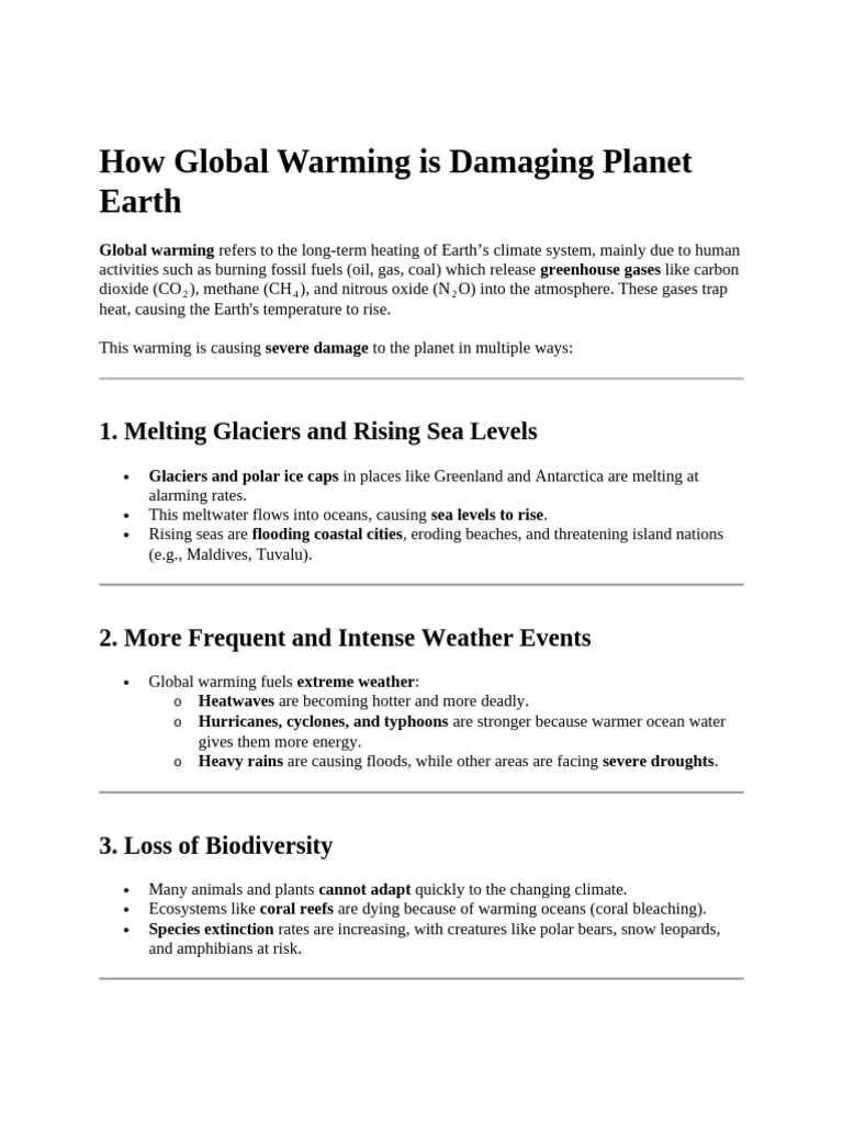 How Global Warming Is Damaging Planet Earth | PDF | Climate Change ...