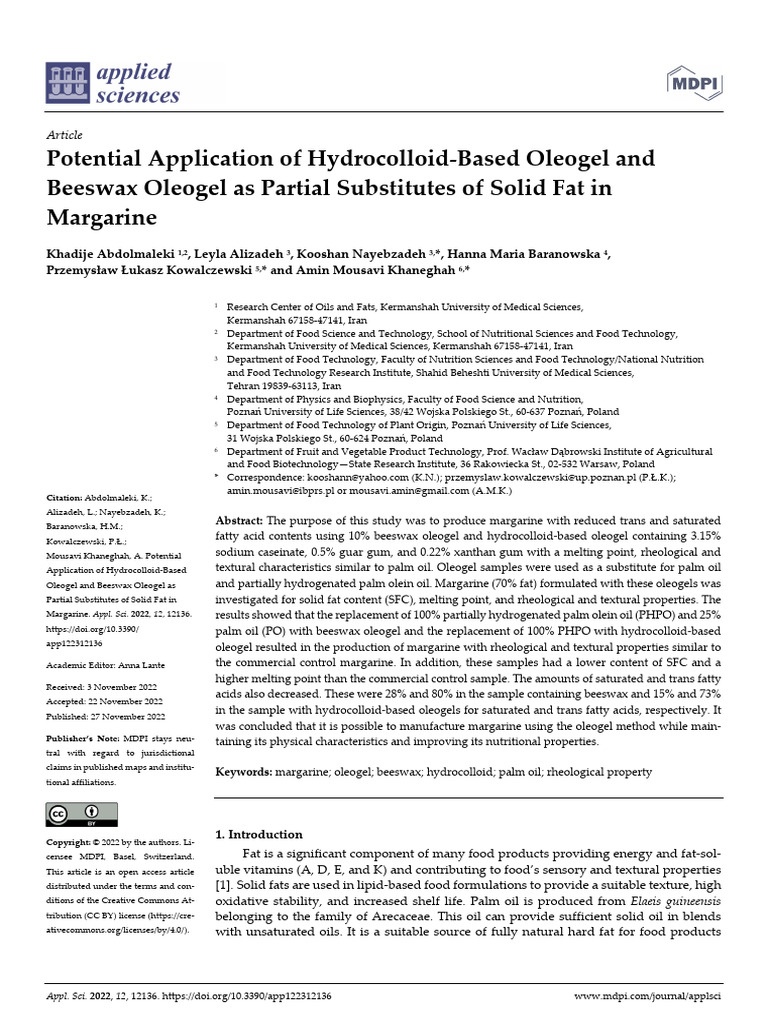 Abdolmaleki Et Al 2022 - Potential Application of Hydrocolloid-Based ...