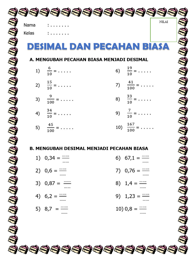 LKPD Bilangan Desimal Dan Pecahan Biasa | PDF