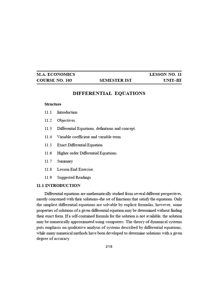 ECO-103 Part-II | PDF | Equations | Differential Equations