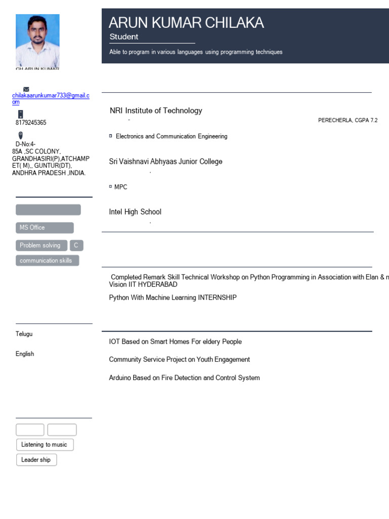 Arun Resume Original | PDF