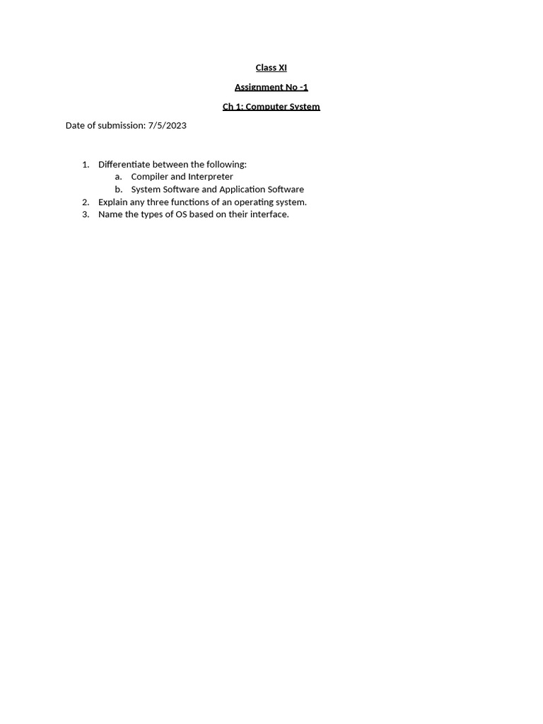 Assgn No 1 CH 1 | PDF