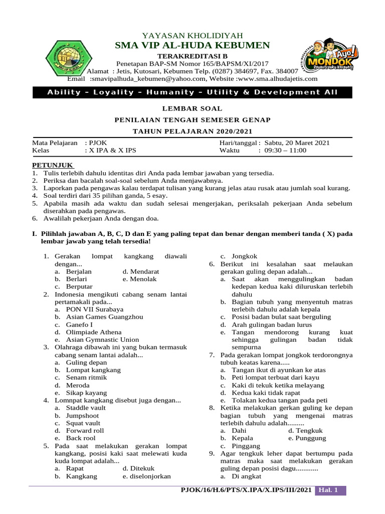Soal PTS Genap Sma X 2020 | PDF