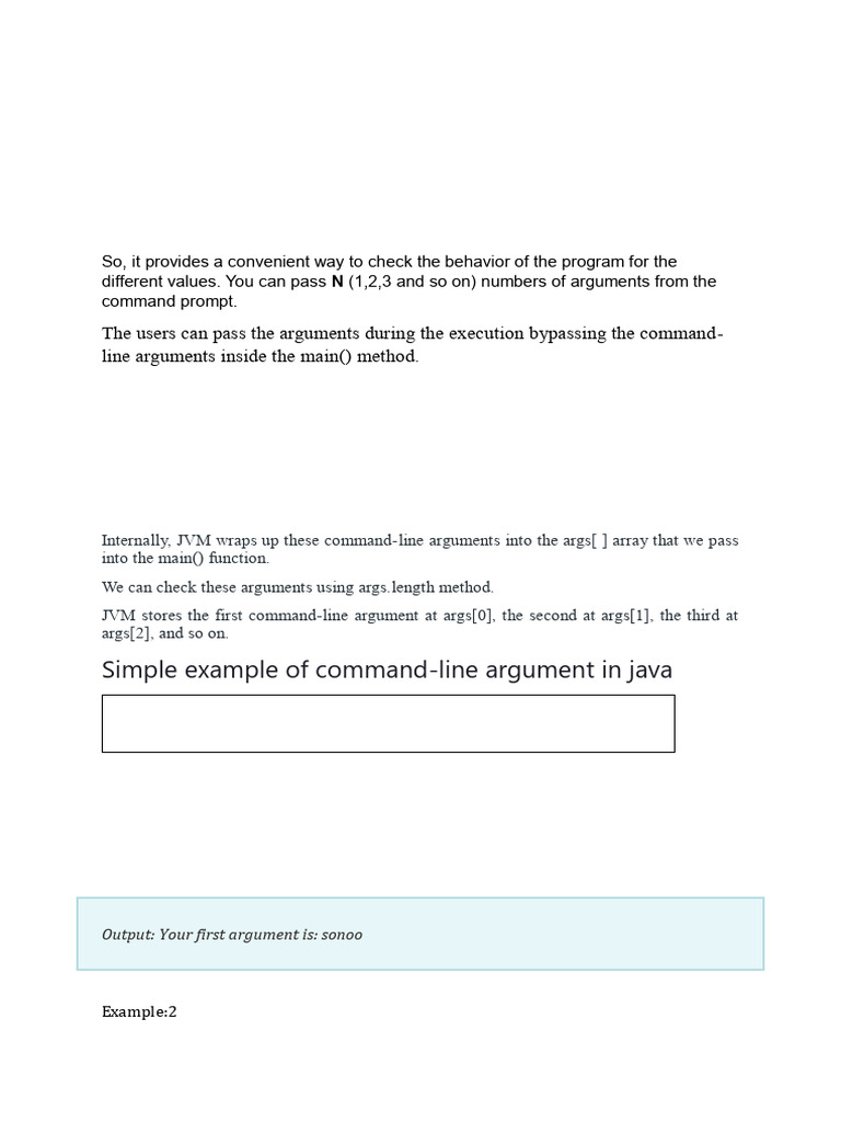 Command Line Arguments in JAVA | PDF