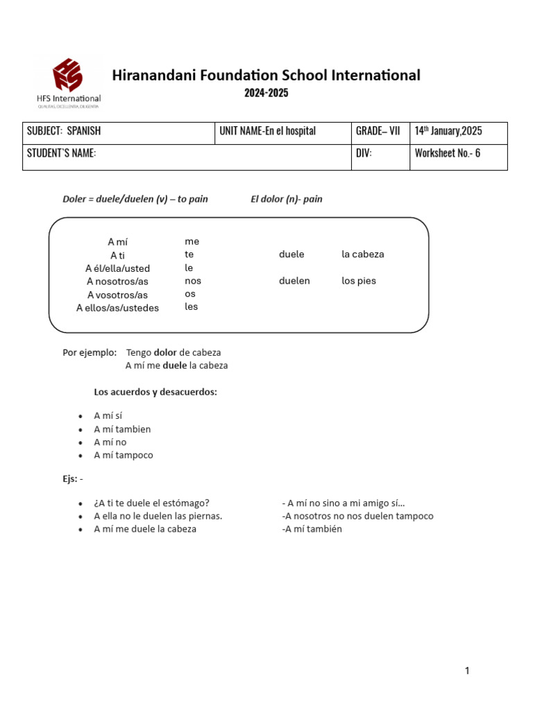 Grade VII - Worksheet 6 - 13th January 2024 | PDF | Resfriado comun ...