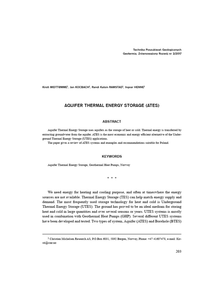 Aquifer Thermal Energy Storage ATES | PDF | Groundwater | District Heating