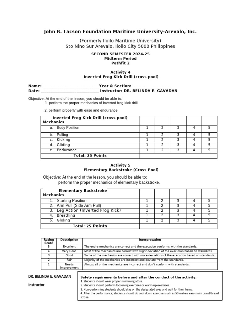 Pathfit 2 Midterm Period Activity 4 5 | PDF | Racing | Water Sports