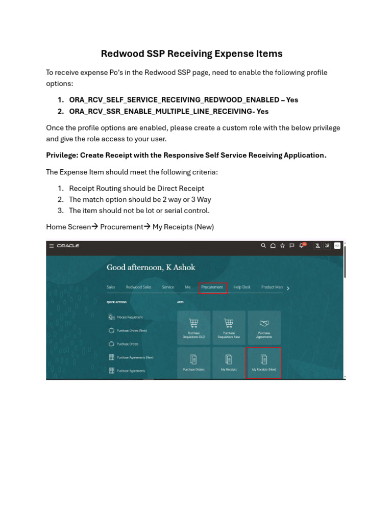 Redwood SSP Receiving Expense Items 1743782468 | PDF